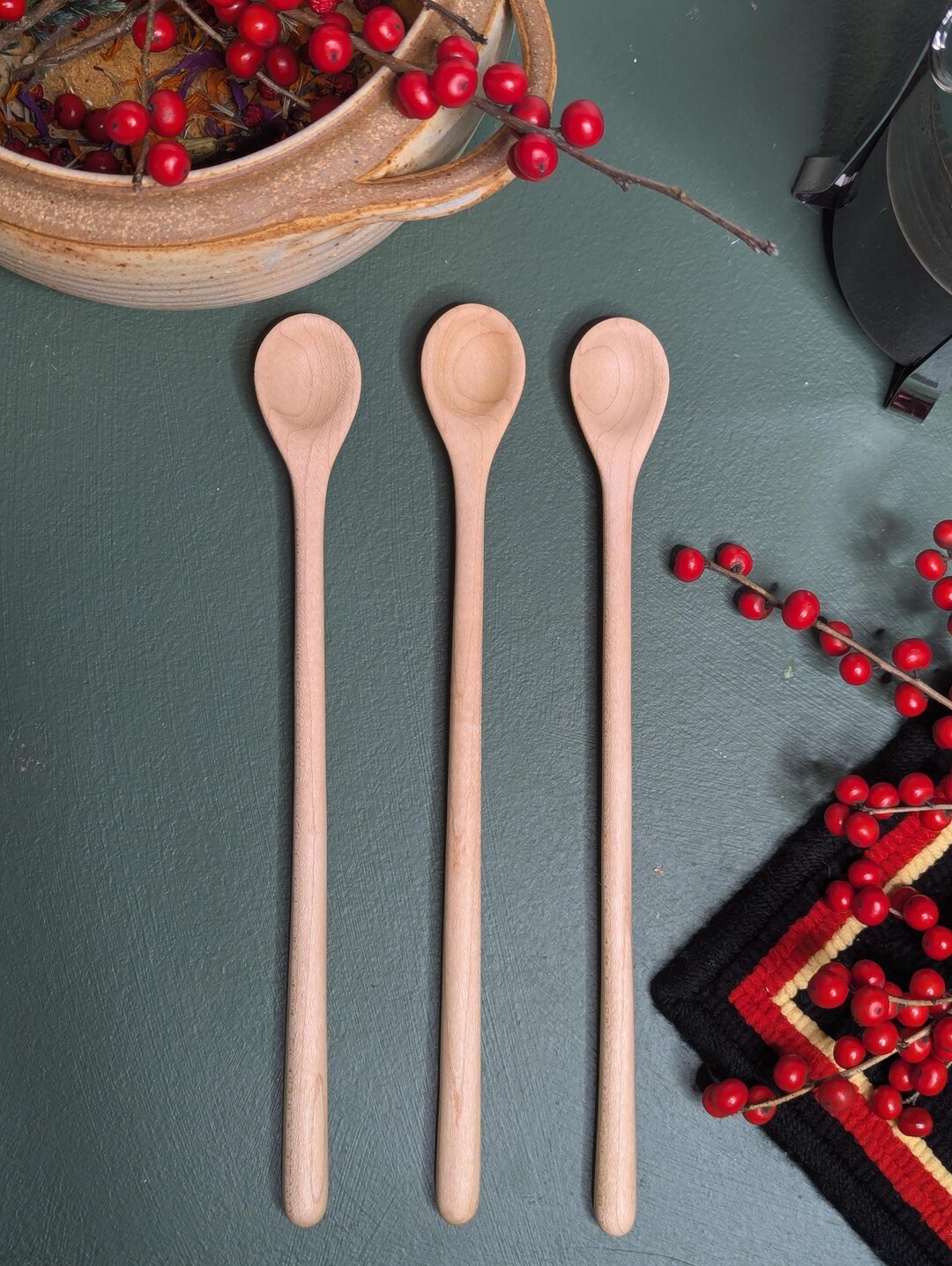 Handcarved Maple Wood Spoon, Bar Spoon 11 Inches Long, Vermont Made ...