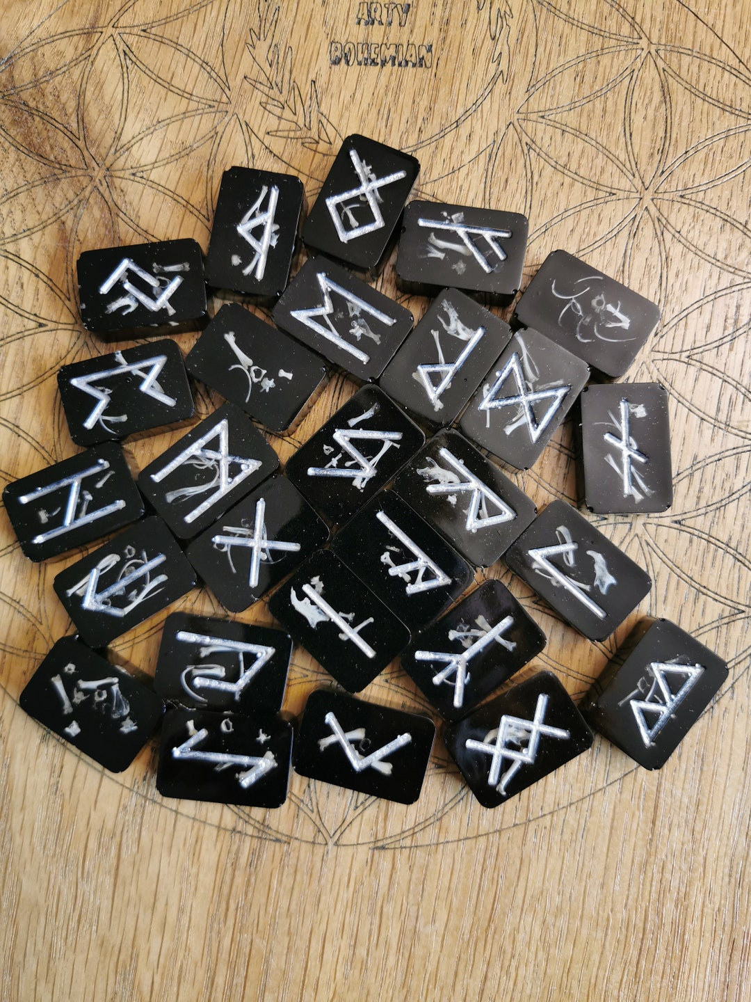 BONES RUNES SET, Custom Colours, Personalised Elder Futhark Runic Tiles ...