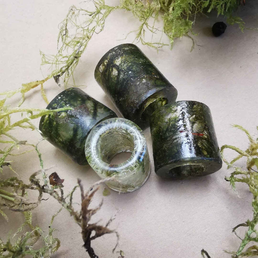 MOSS DREAD BEAD, Made With Clear Eco Resin & Green Mosses/lichens ...