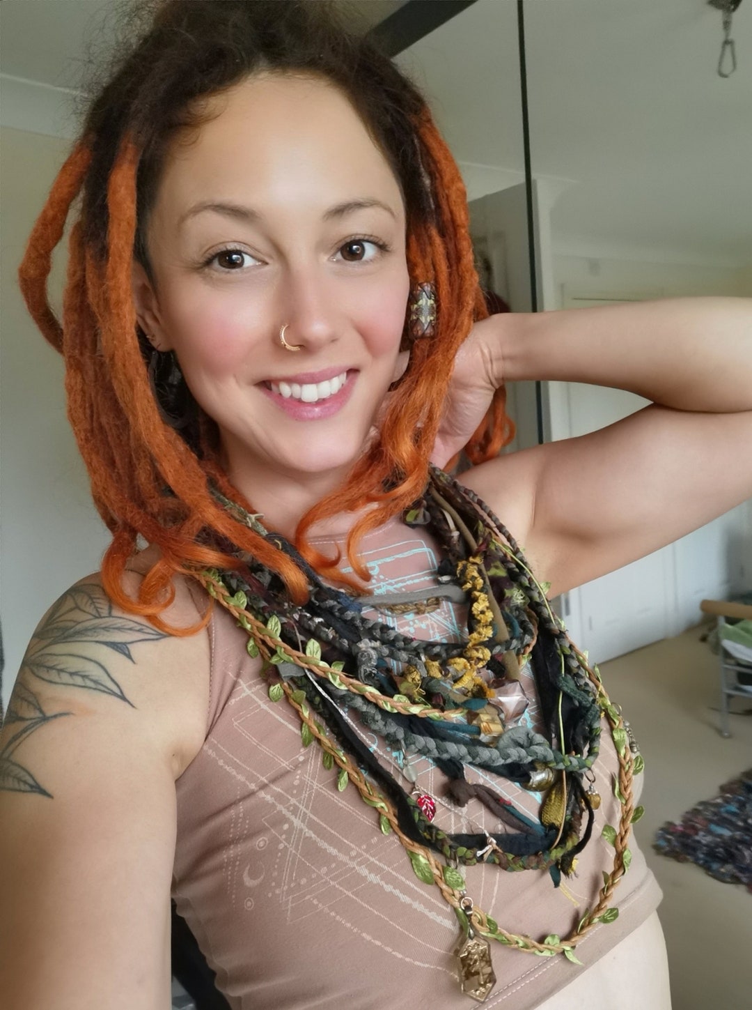 LAYERED SCARF NECKLACE Custom Rustic Fabric Cowl Earthy - Etsy