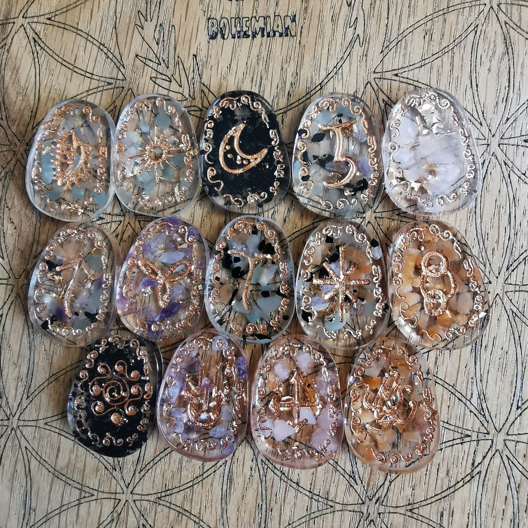 CRYSTAL WITCH RUNES, Full Set of Orgone Energy Runic Stones ...