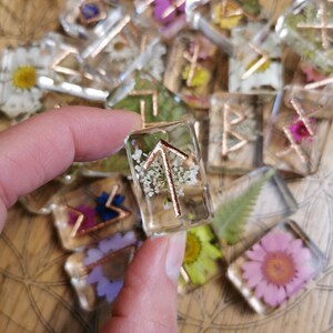 ELDER FUTHARK RUNES, Full Set of Floral Rune Stones, Real Flowers ...