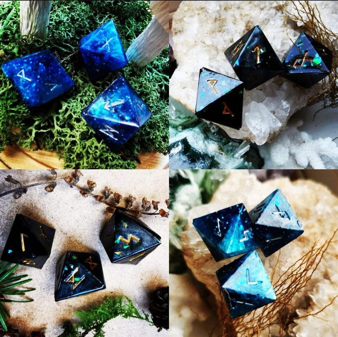 CUSTOM RUNE DICE, Personalised Mini Elder Futhark Runic Casting Di Set ...