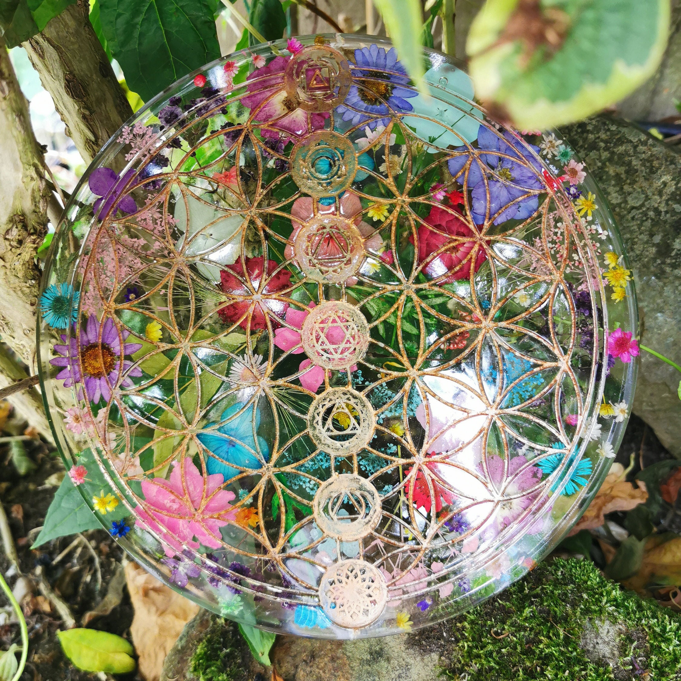 CRYSTAL CHARGING GRID Floral Altar Board Sacred Geometry - Etsy UK
