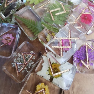 ELDER FUTHARK RUNES, Full Set of Floral Rune Stones, Real Flowers ...