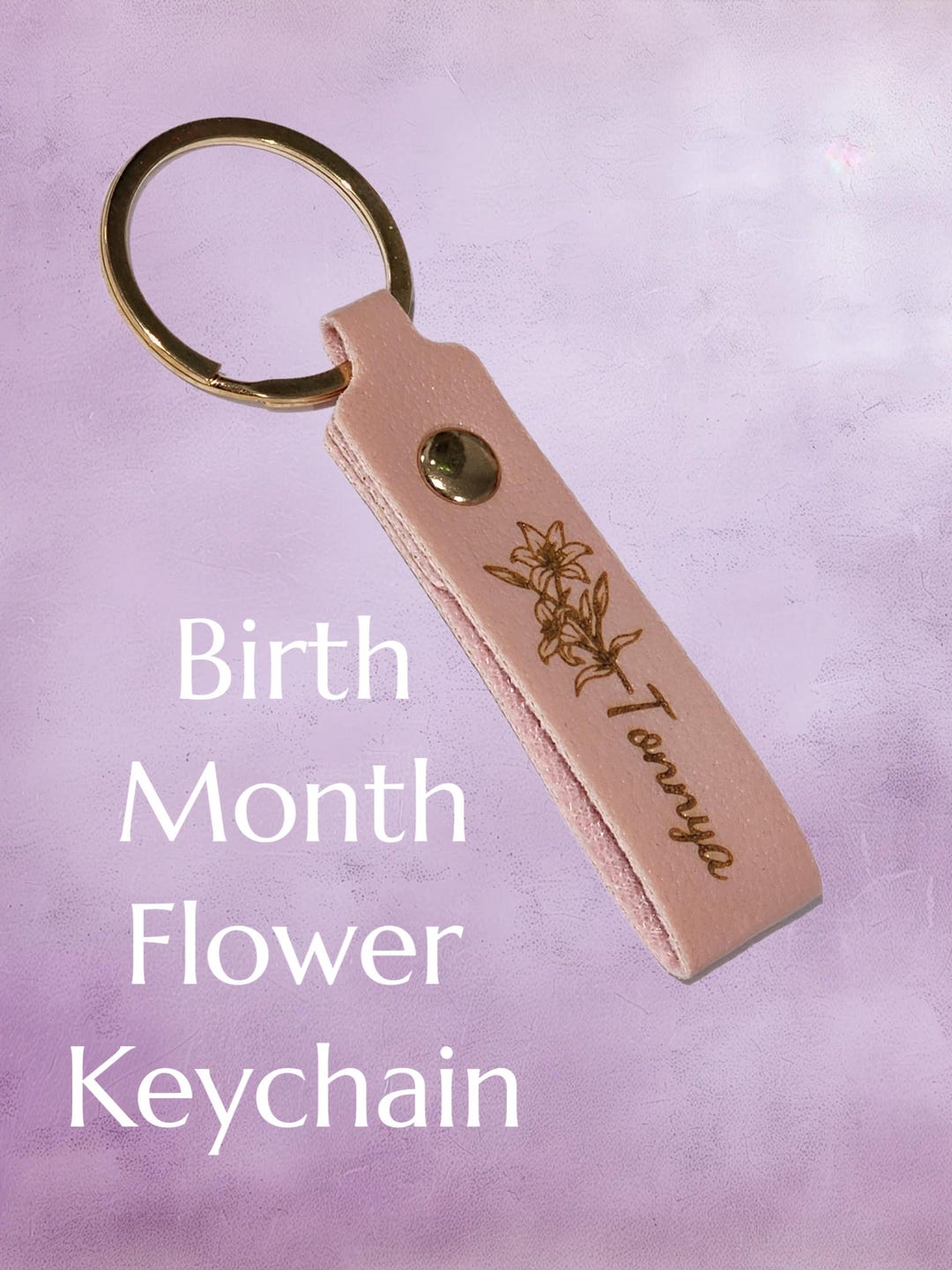 Personalized Birth Flower Keychain - Etsy