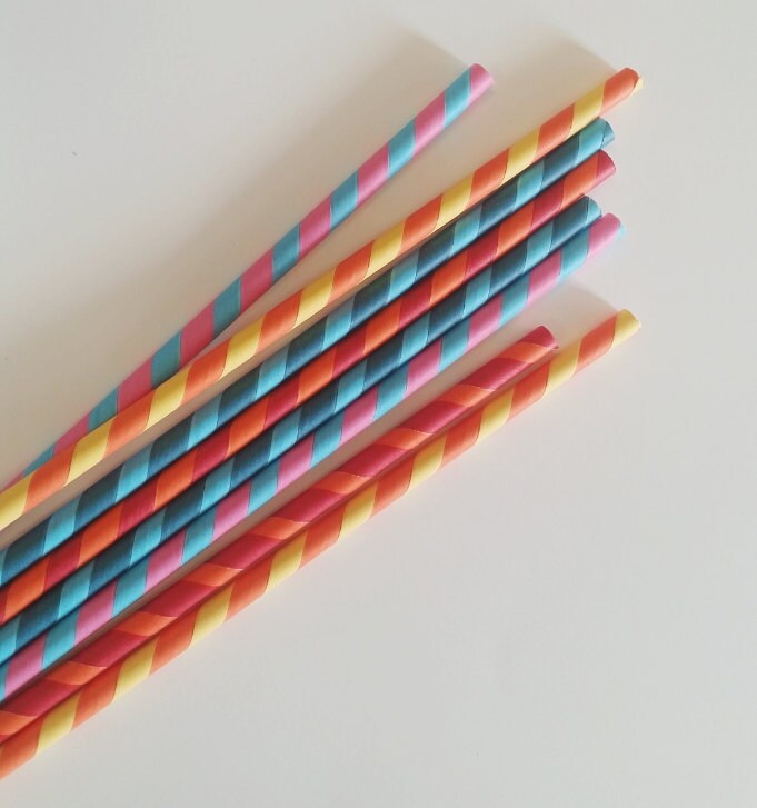 Paper Straws Multi-colored Spiral Stripe 25 - Etsy
