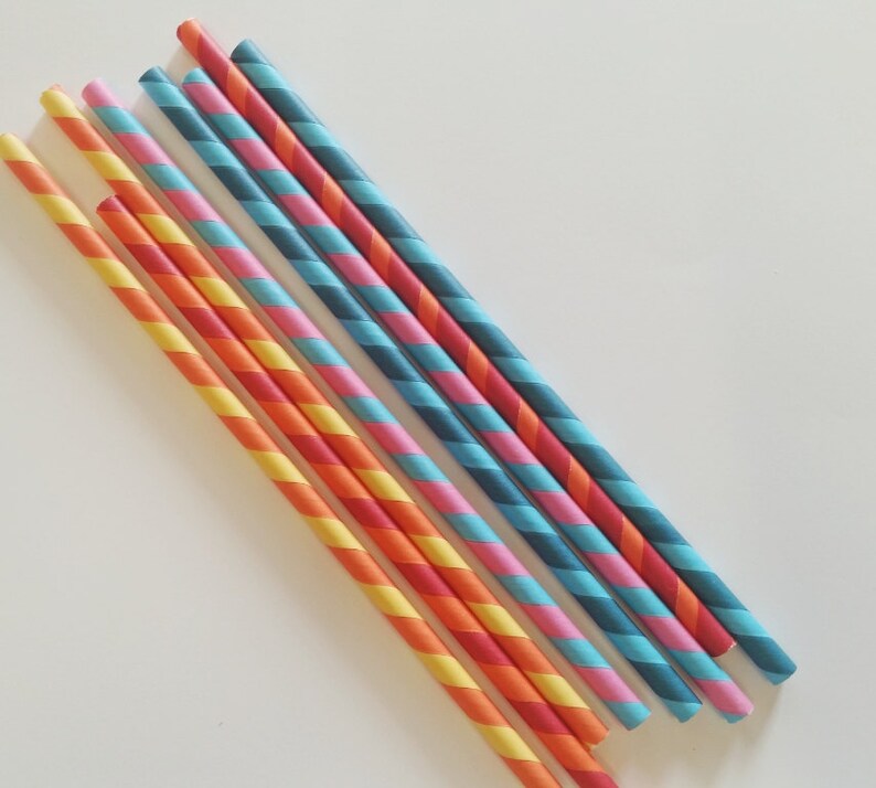 Paper Straws Multi-colored Spiral Stripe 25 - Etsy