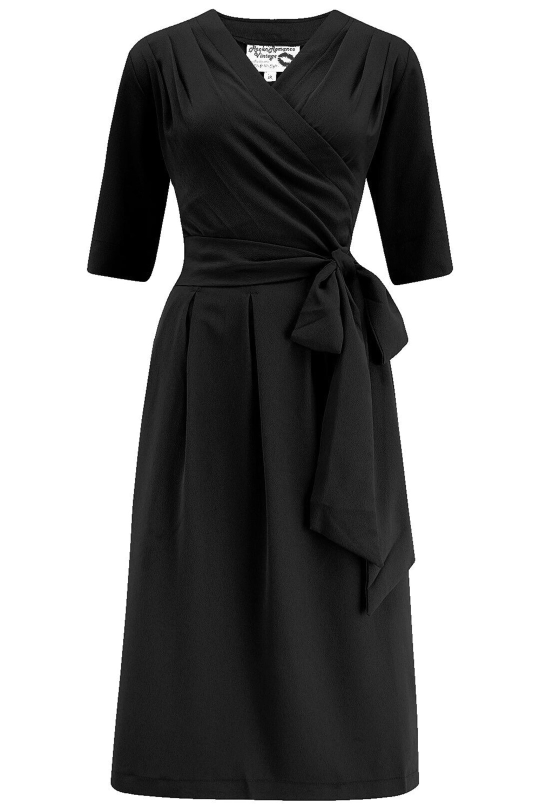 The vivien Full Wrap Dress in Black True 1940s to - Etsy
