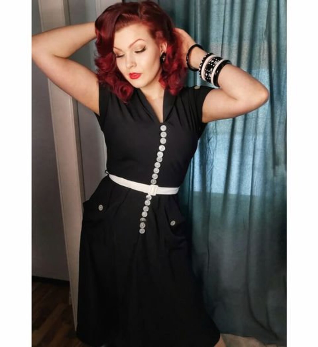 The casey Dress in Solid Black, True & Authentic 1950s Vintage Style - Etsy