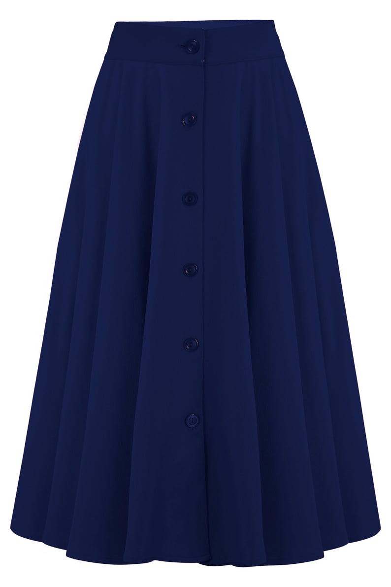 Navy Button Front Circle Skirt: 1950s Vintage Style With Pockets - Etsy