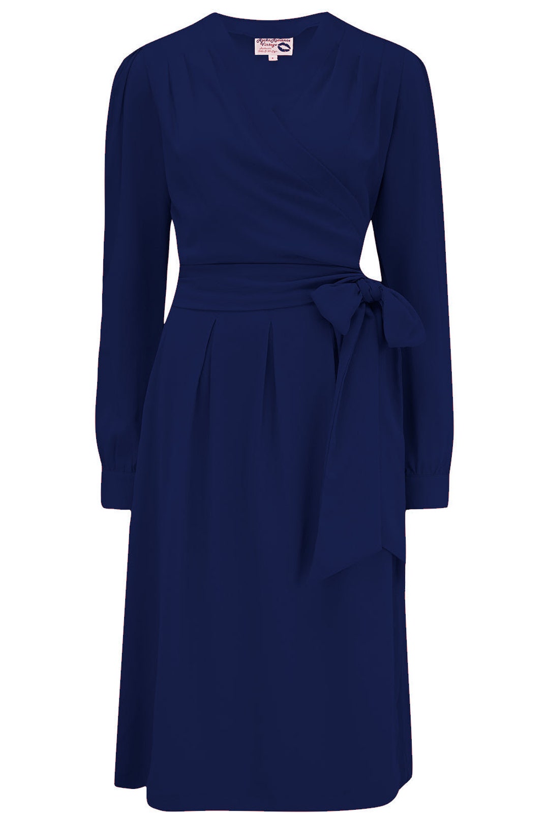 The evie Long Sleeve Wrap Dress in Navy, True & Authentic Late 1940s ...