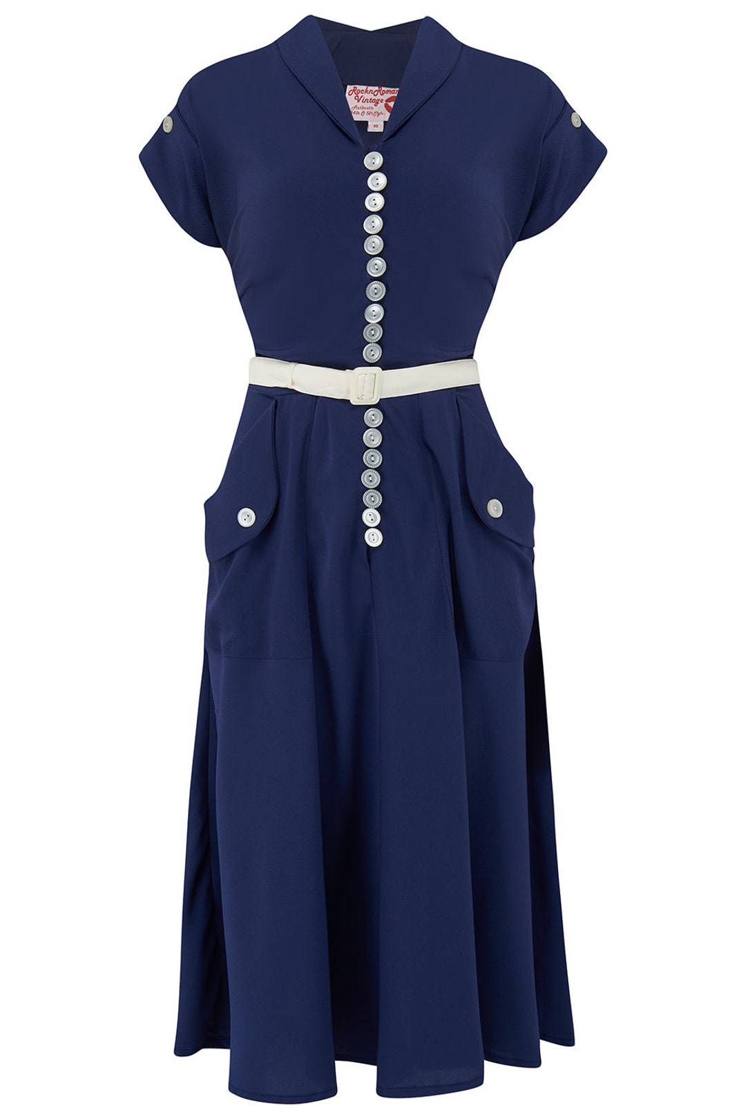 The casey Dress in Solid Navy, True & Authentic 1950s Vintage Style - Etsy