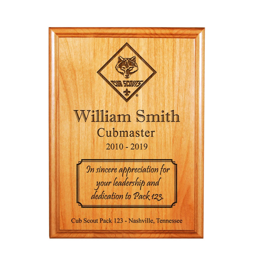 Cub Scout Leader or Committee Member Recognition Plaque - CS Emblem - 8 ...