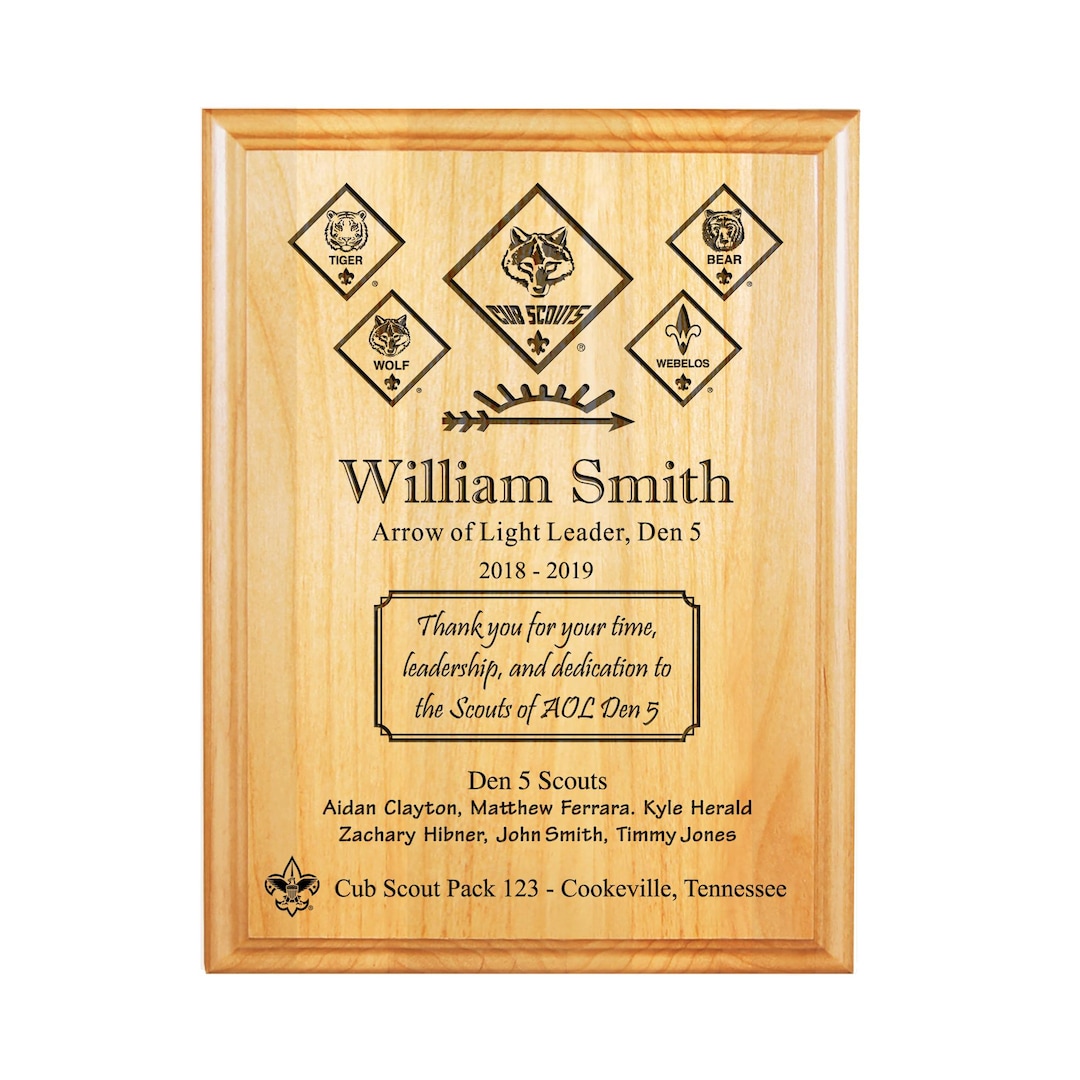 AOL Den Leader Plaque - Cub Scout Plaque With Rank Insignia + Scout ...