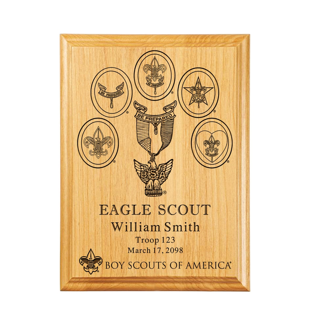 Eagle Scout Plaque - With Scout Ranks - 9"x12" Laser Engraved Alder ...