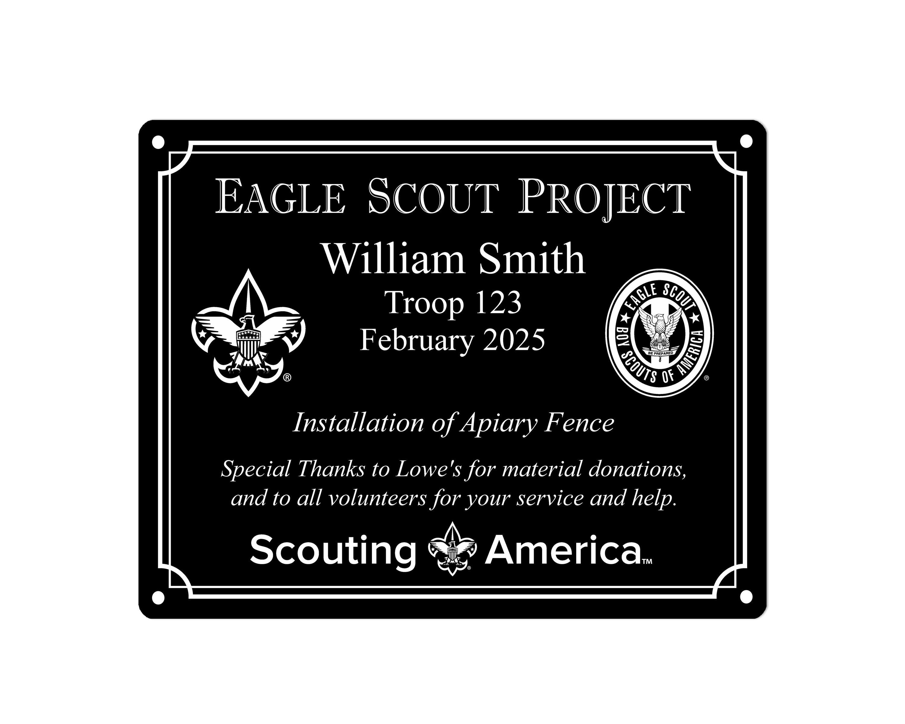 Eagle Scout Project Marker - Horizontal 8X10. Officially Licensed ...
