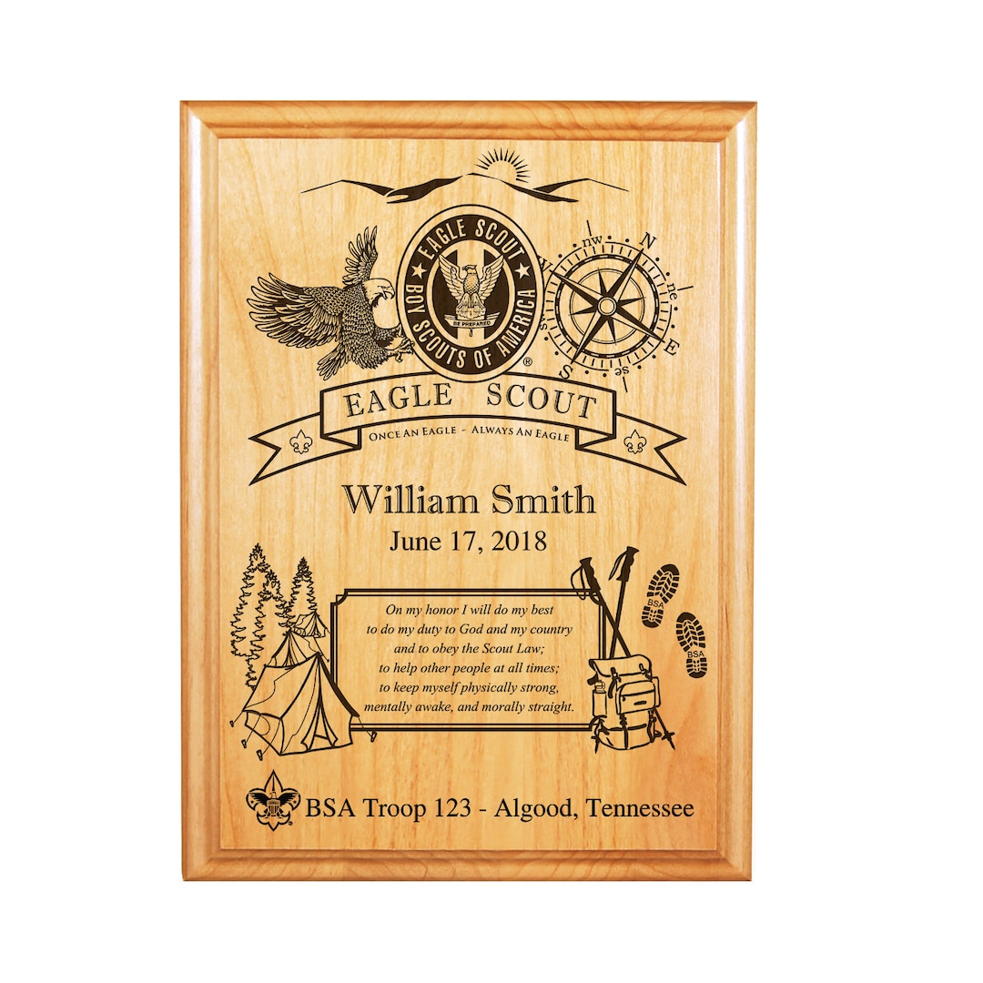Eagle Scout Plaque Outdoors Theme 8x10 or 9x12 Alder Wood Officially ...