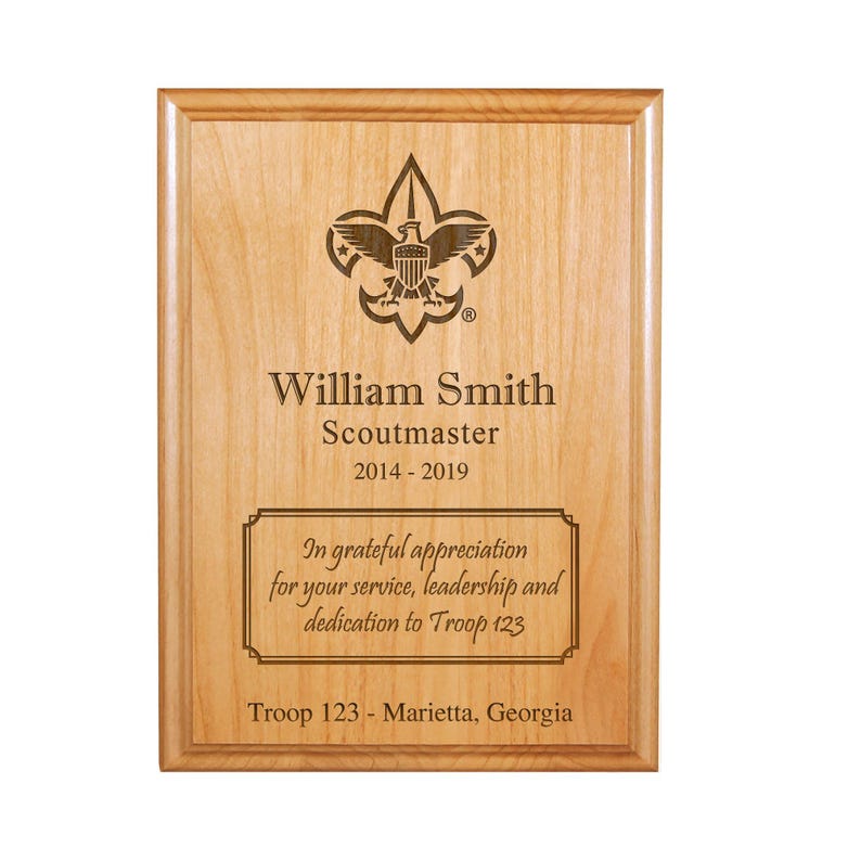 Troop or Pack Scout Leader or Committee Member Recognition Plaque - Org ...