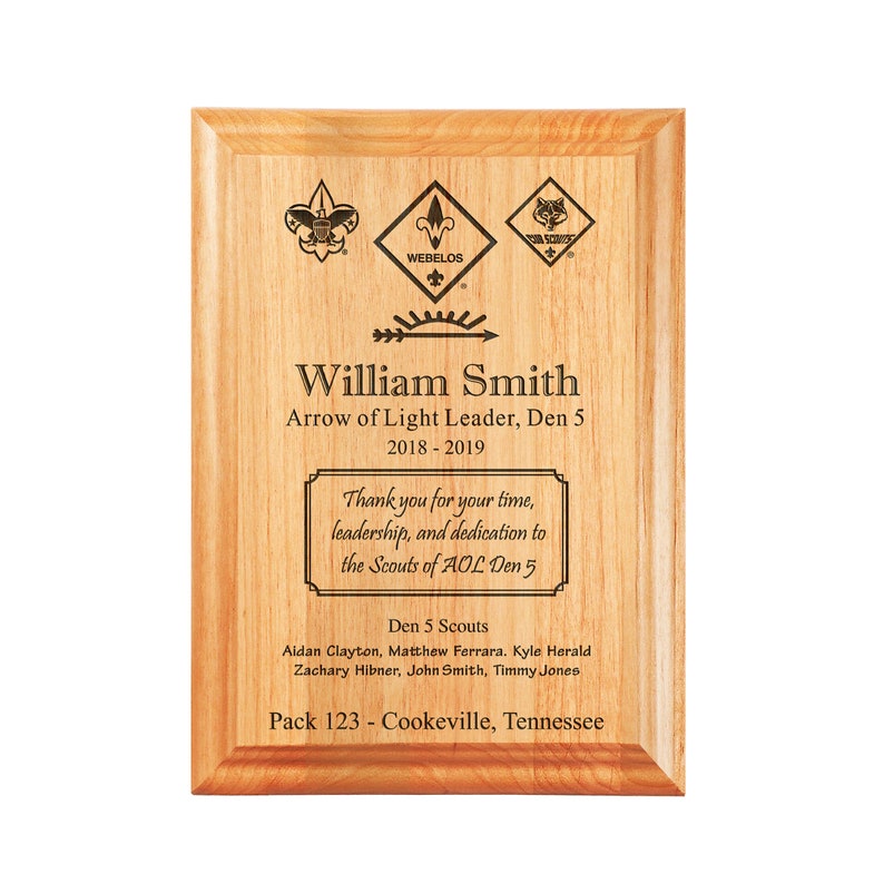 BSA Licensed AOL Den Leader Cub Scouts Plaque With Rank - Etsy