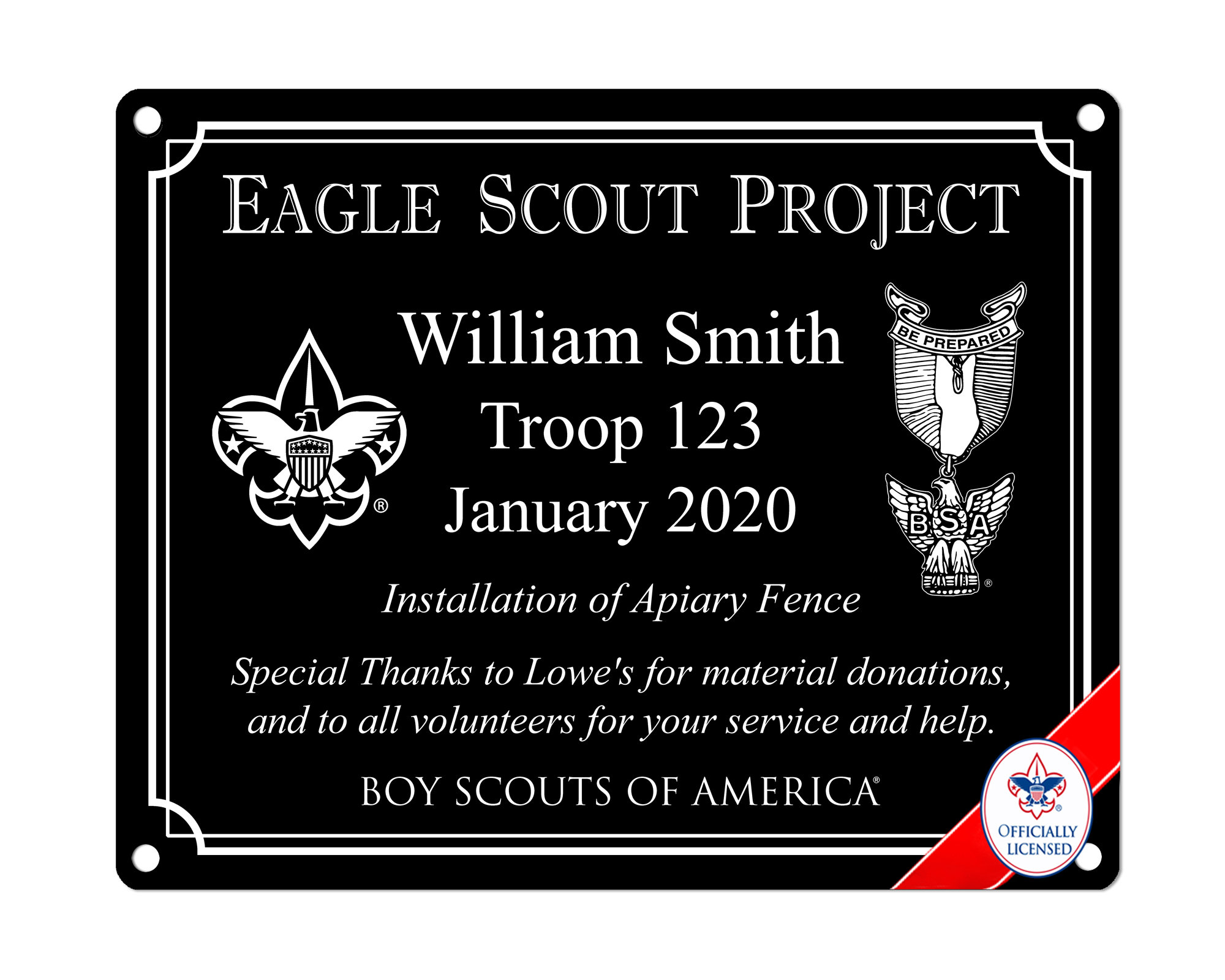 Eagle Scout Project Signs Eagle Scout Bench Project At Capron Park