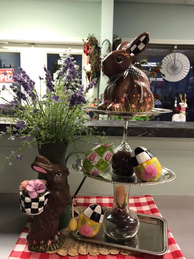 Hand Painted Paper Mache Chocolate Bunny - Etsy
