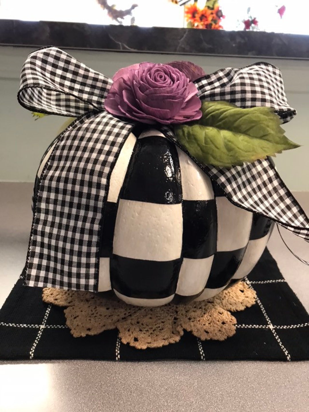 Black and White Check Pumpkin - Etsy
