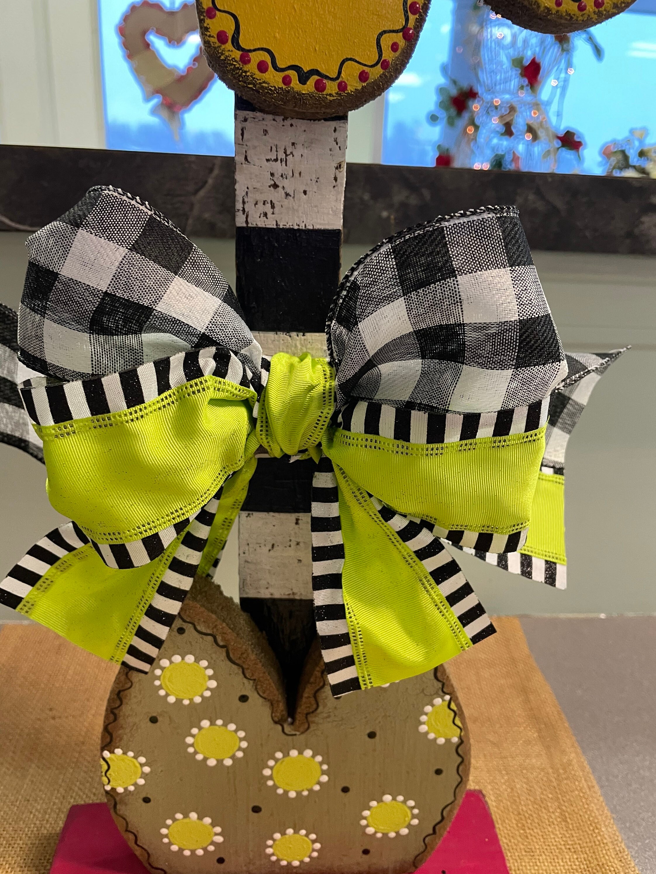 Wooden Black and White Check Flower - Etsy