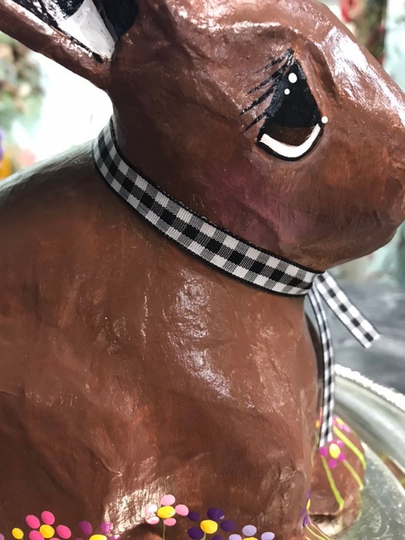 Hand Painted Paper Mache Chocolate Bunny - Etsy