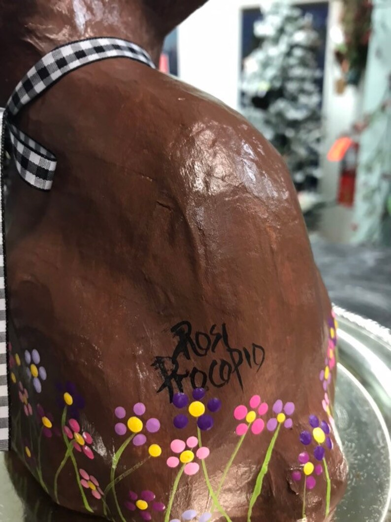 Hand Painted Paper Mache Chocolate Bunny - Etsy