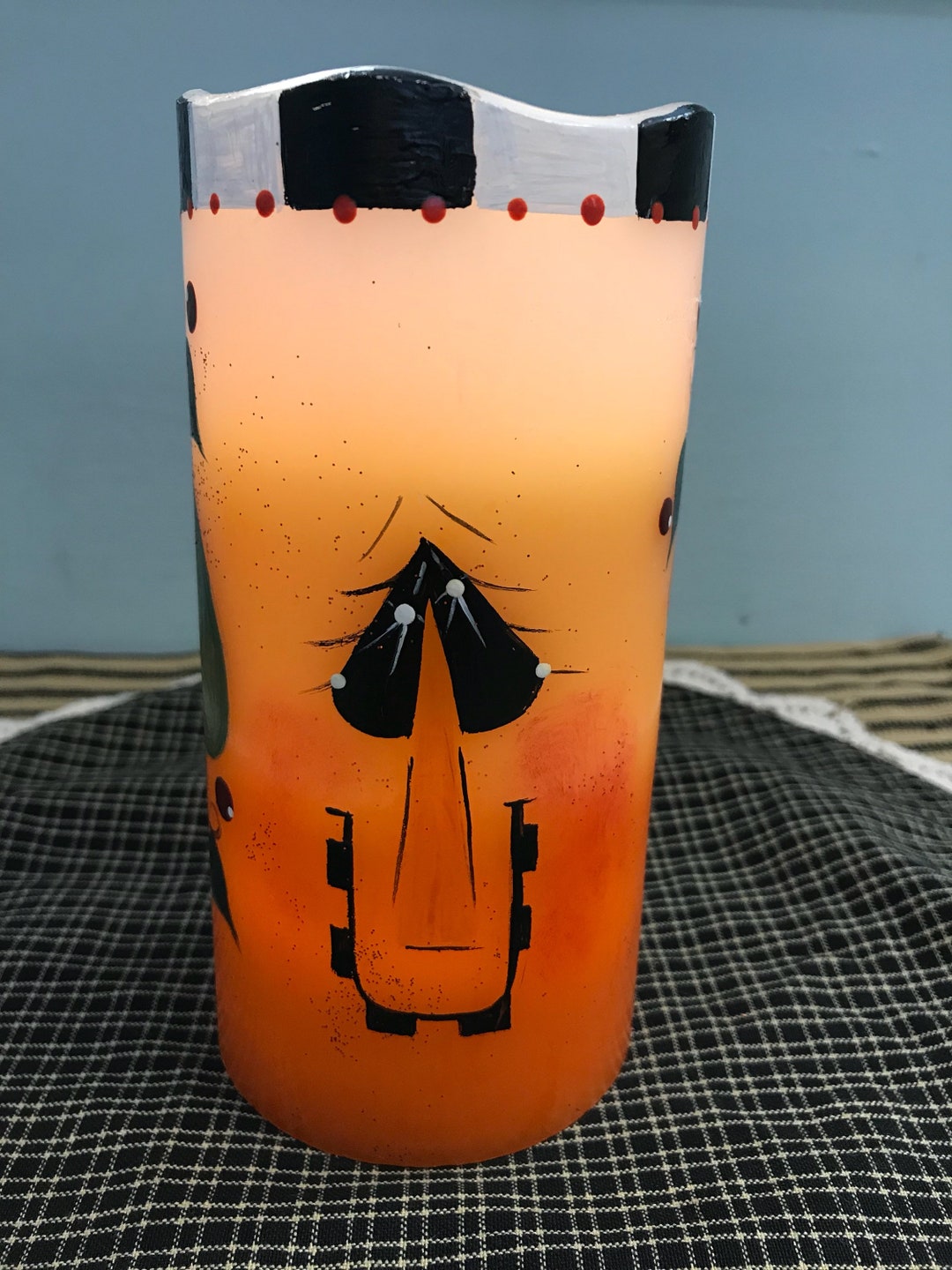 Candy Corn Prim Pumpkin Timer Candle Etsy 3374