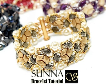 Tutorial Diamond Duo Bracelet Beading Pattern, Beading Tutorial ...