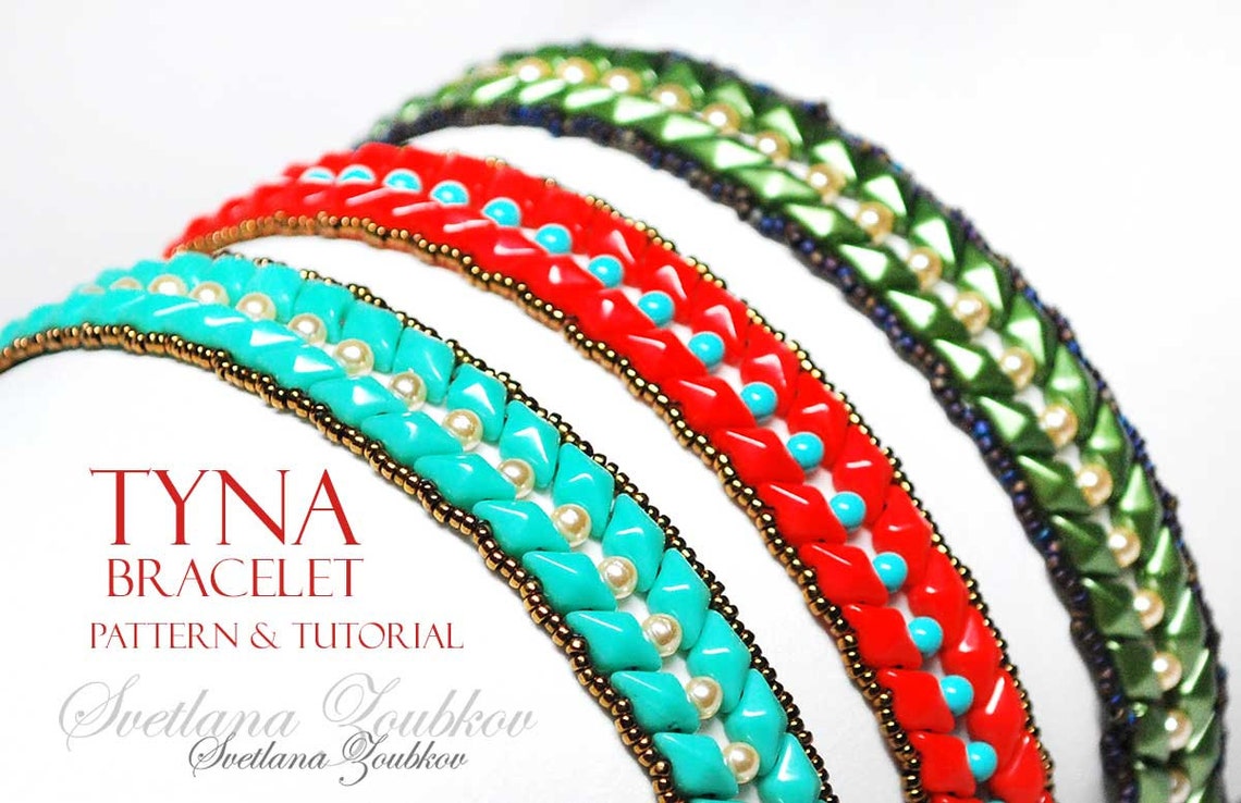 Beaded Bracelet Pattern for Diamond Duo Two Hole Beads Tyna Tutorial - Etsy