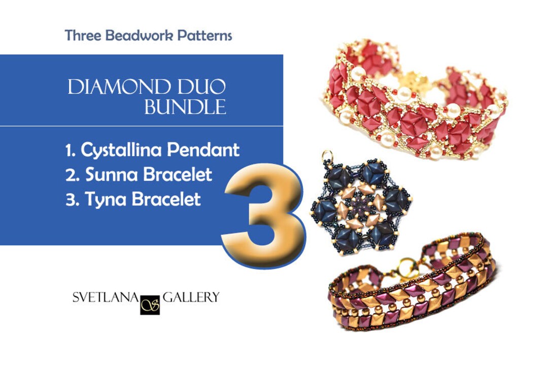 Beaded Bracelets Pendant Tutorial Bundle Diamond Duo Bead Patterns - Etsy