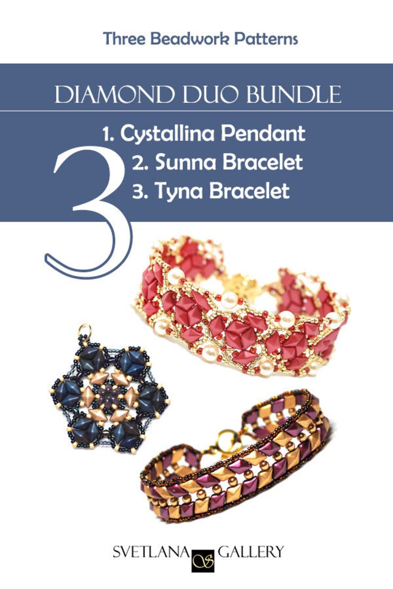 Beaded Bracelets Pendant Tutorial Bundle Diamond Duo Bead Patterns - Etsy
