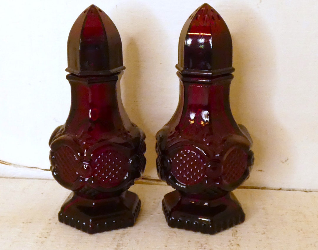 Vintage AVON Cape Cod Ruby Red Glass Salt and Pepper Shakers - Etsy