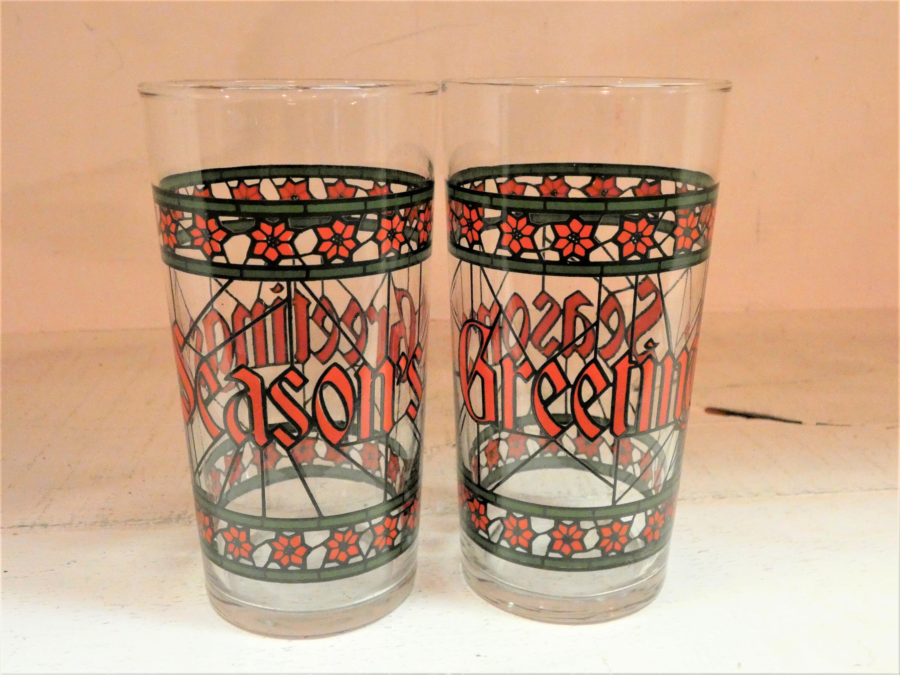 Vintage Libbey Glassware Seasons Greetings Glasses Set Of 2 Etsy