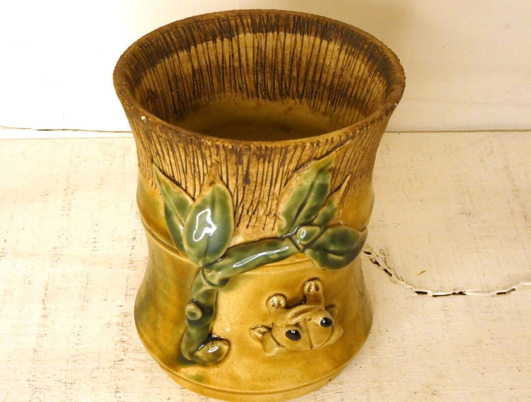 Handmade Ceramic Frog Bamboo Vase- Vintage Artisan Pottery - Etsy