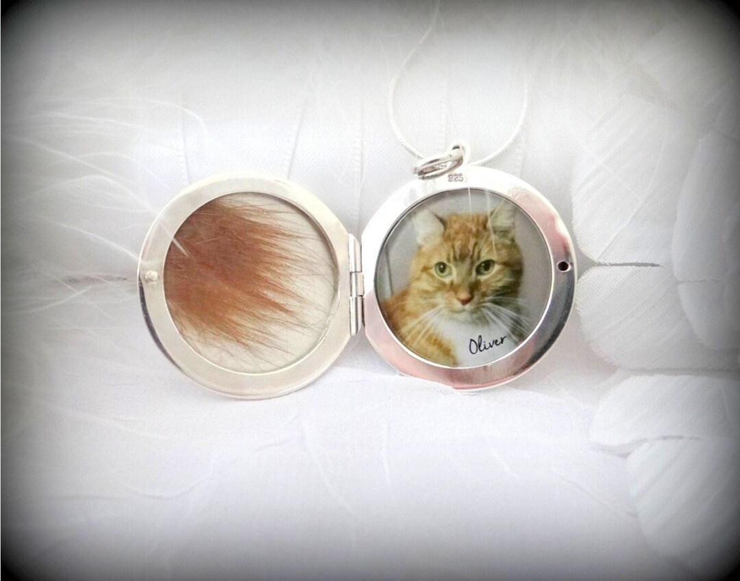 Cat Locket With Lock of Fur and Photo Option, Locket for Men or Women ...