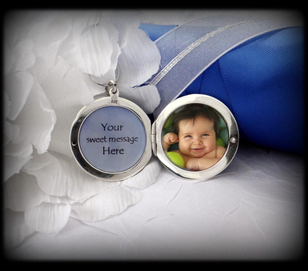 Locket in Sterling Silver 2 Photo Locket Engraved Design Personalized ...