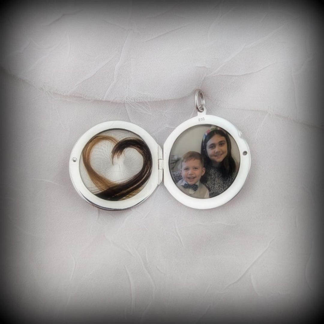 Lock of Hair & Photo Locket in Sterling Silver, Rose Gold, Gold - Etsy