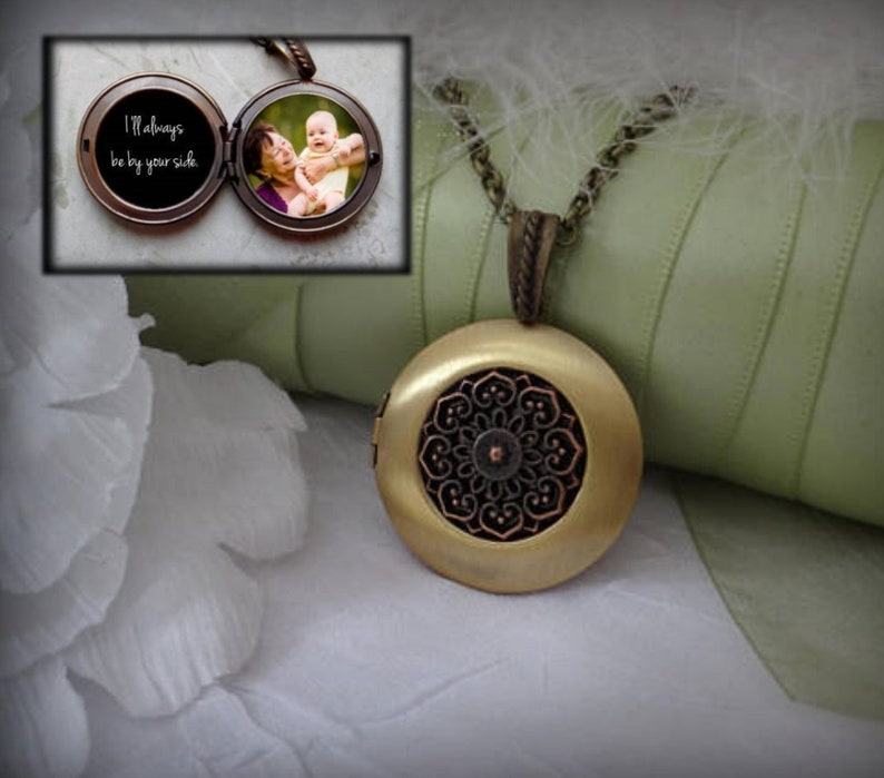 Copper Ornate Locket Necklace With Your Photos - Etsy