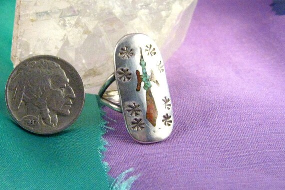 Vintage Ring 1980s Native Bird Eagle Thunderbird Ring… - Gem