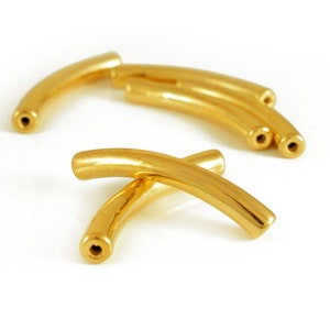Ceramic Curved Tube Bar Gold Plated Thick Spacer Bead 49x7mm - Etsy