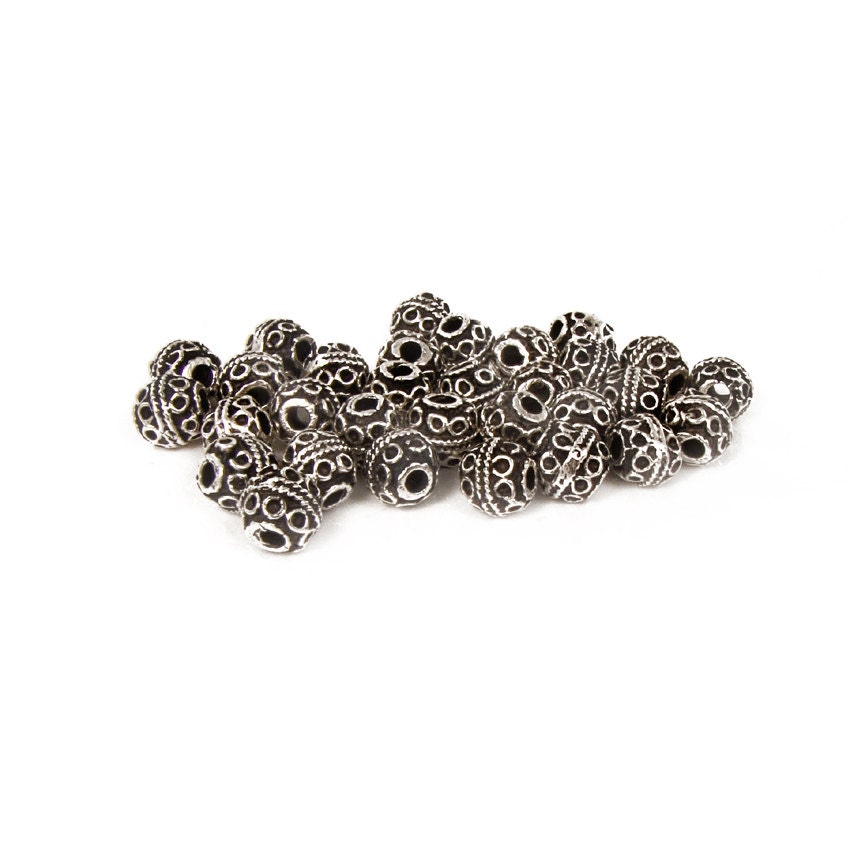 Antique silver tone beads 6mm round beads 6mm Metal Alloy | Etsy