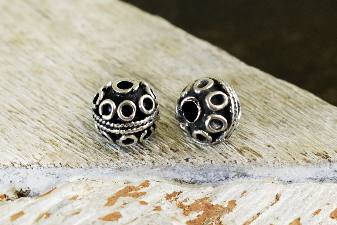 Antique Silver Tone Beads 6mm, Round Beads 6mm, Metal Alloy Spacer ...