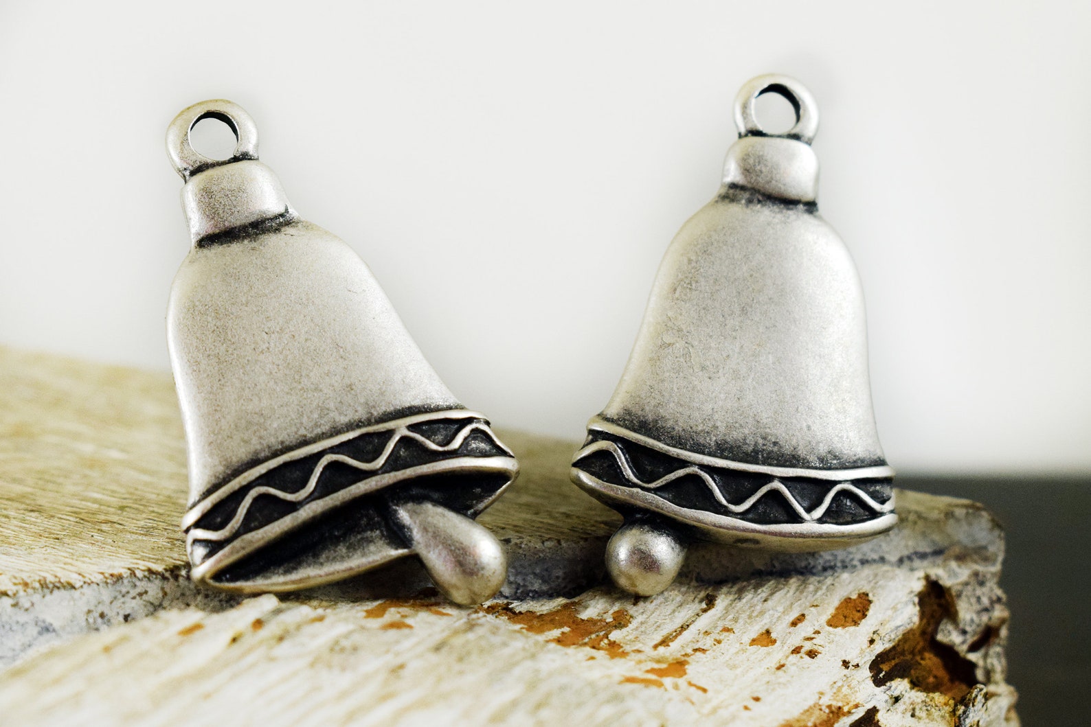 Bell Pendant Large Bell Charm With Chimer Antique Silver - Etsy