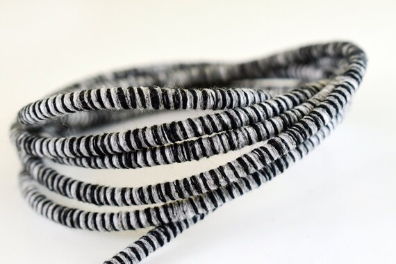 Black and White Wrapped Thread Rope Cord 4mm approx. Fiber | Etsy