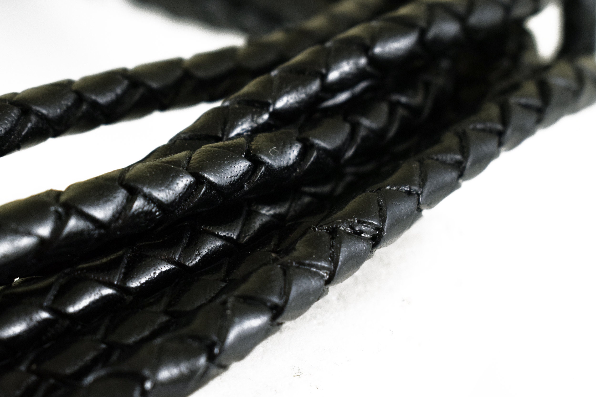 Black Round Braided Leather Cord 5mm Black Twist Leather - Etsy