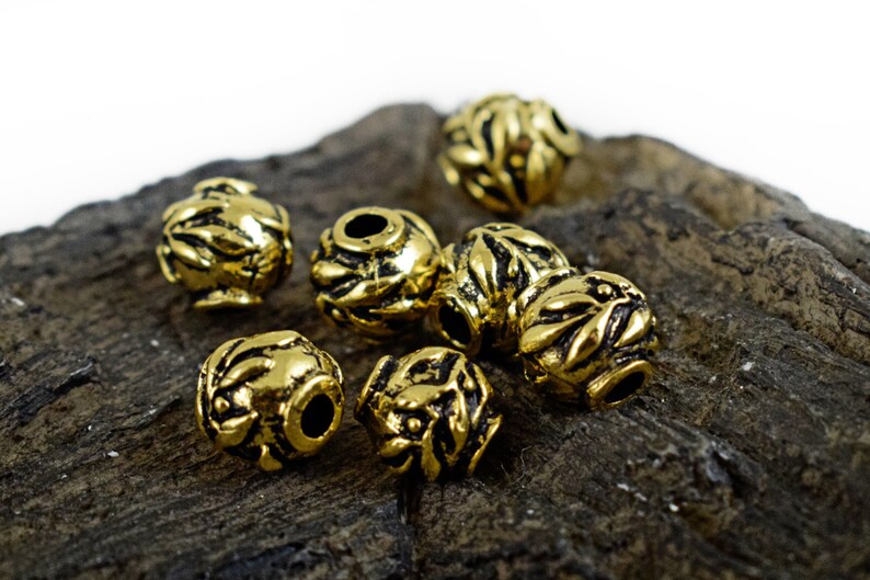 Gold Olive Leaf Beads 9mm Tree Branch Metal Round Spacer - Etsy